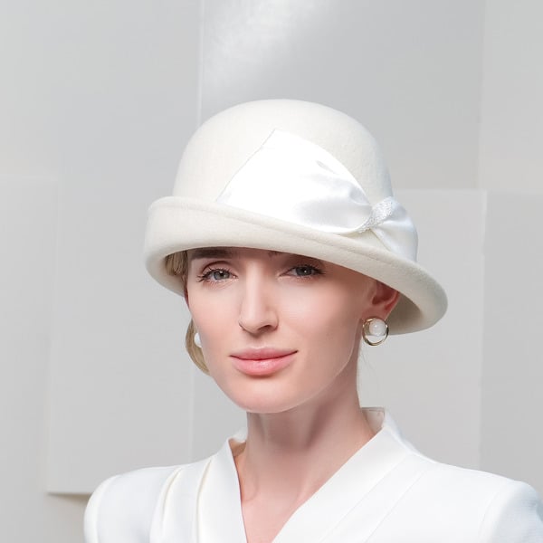Women's Winter Wool With Bowknot Ribbons Kentucky Derby Cloche Hats Ch ...